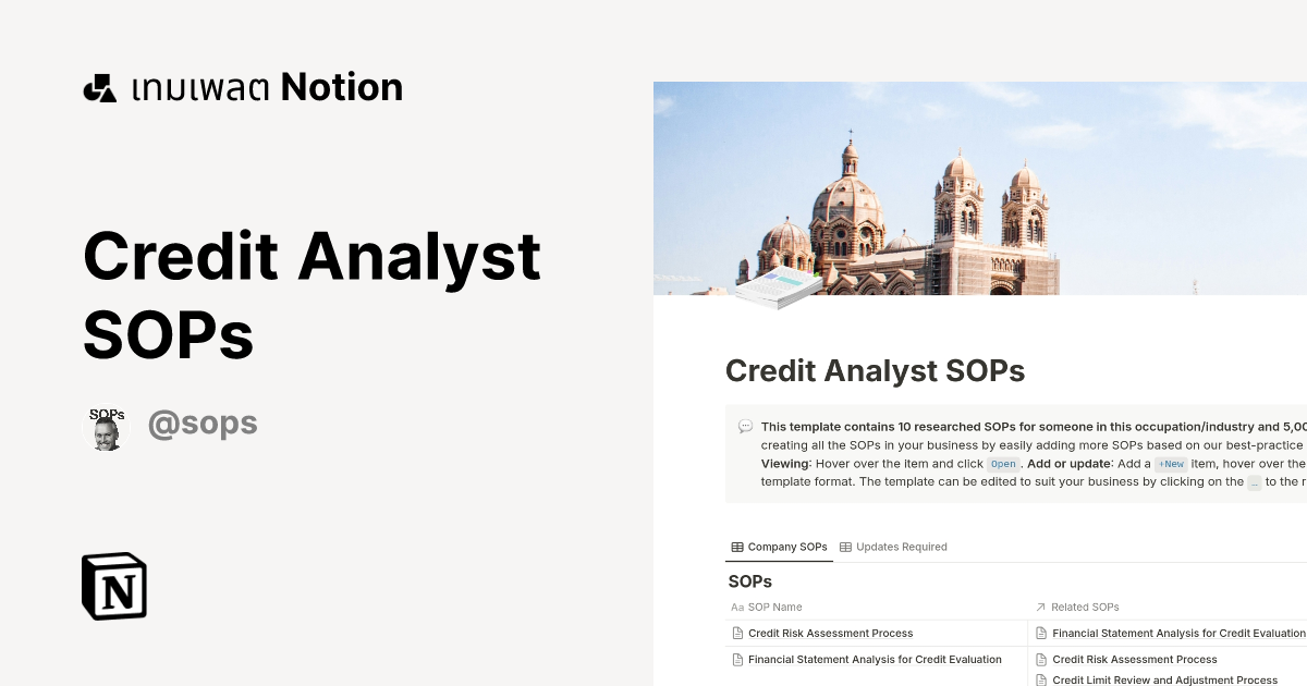 เทมเพลต Credit Analyst SOPs โดย SOPs | มาร์เก็ตเพลส Notion