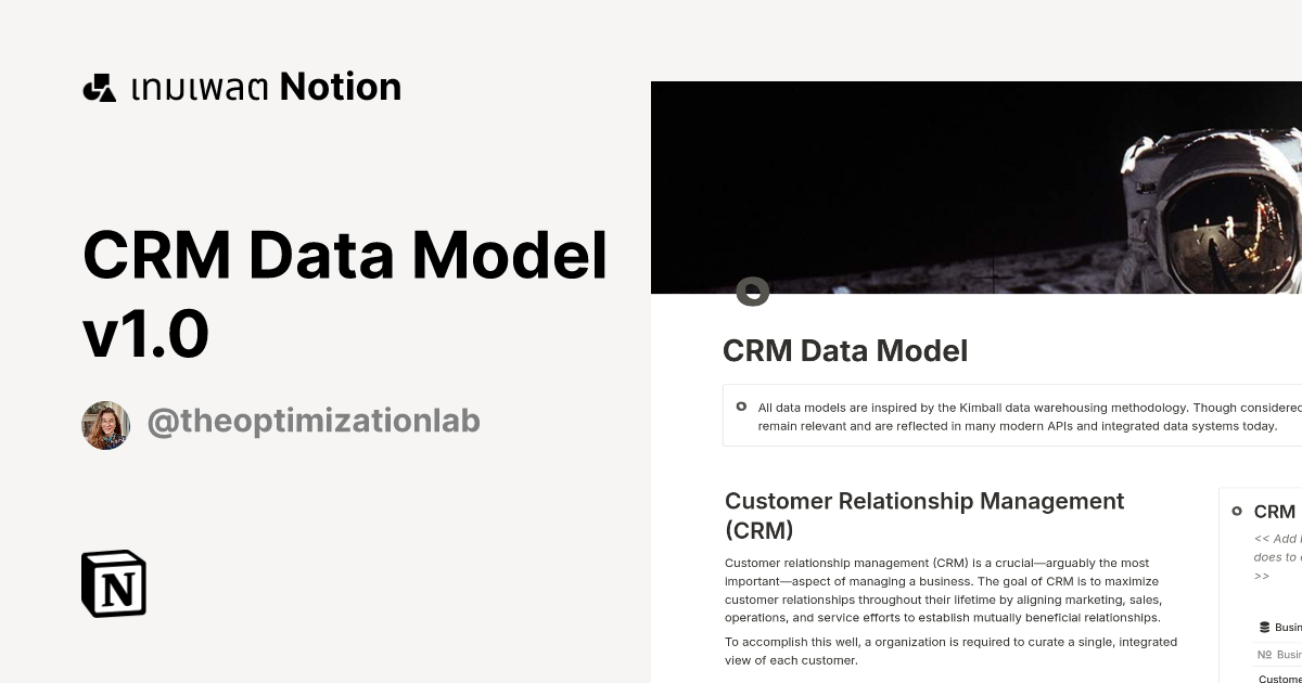 เทมเพลต CRM Data Model v1.0 โดย Tera Earlywine | มาร์เก็ตเพลส Notion