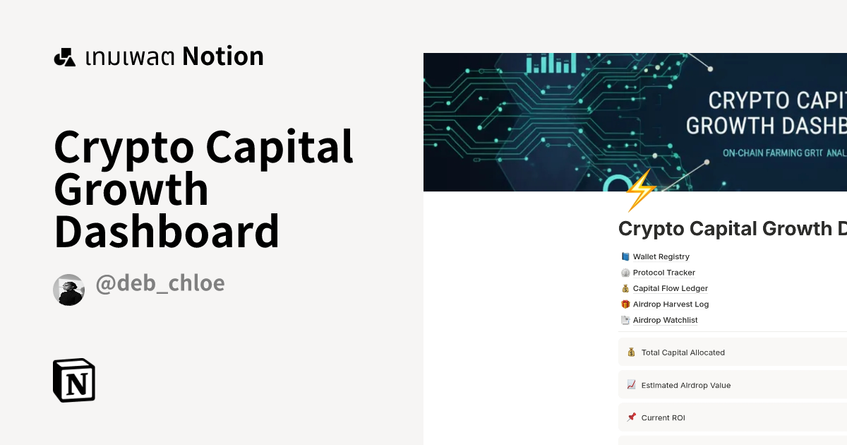 เทมเพลต Crypto Capital Growth Dashboard | มาร์เก็ตเพลส Notion