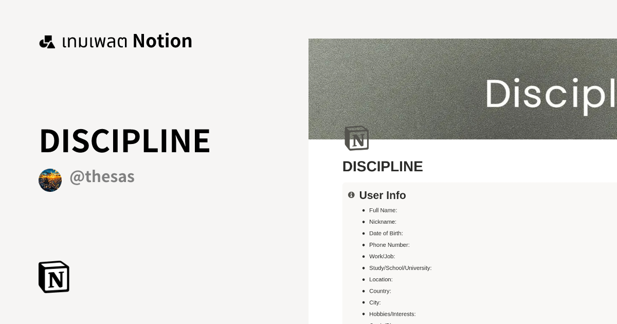 เทมเพลต DISCIPLINE | มาร์เก็ตเพลส Notion