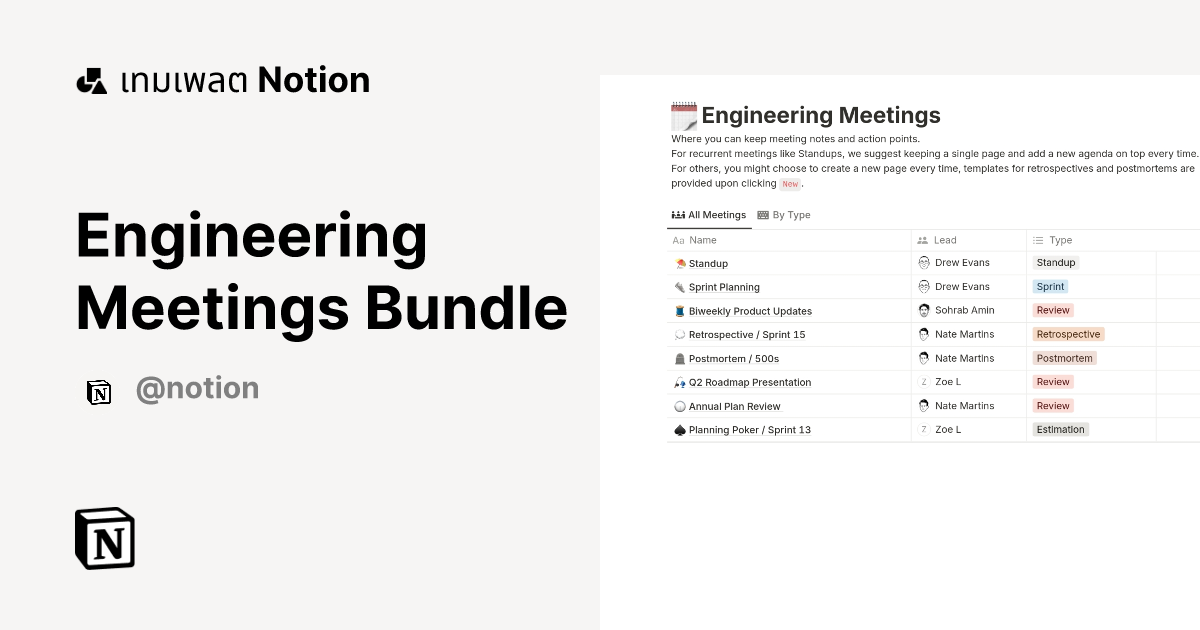 เทมเพลต Engineering Meetings Bundle 2025 | มาร์เก็ตเพลส Notion