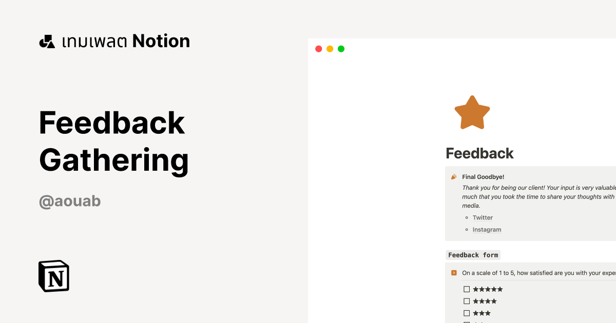 เทมเพลต Feedback Gathering | มาร์เก็ตเพลส Notion