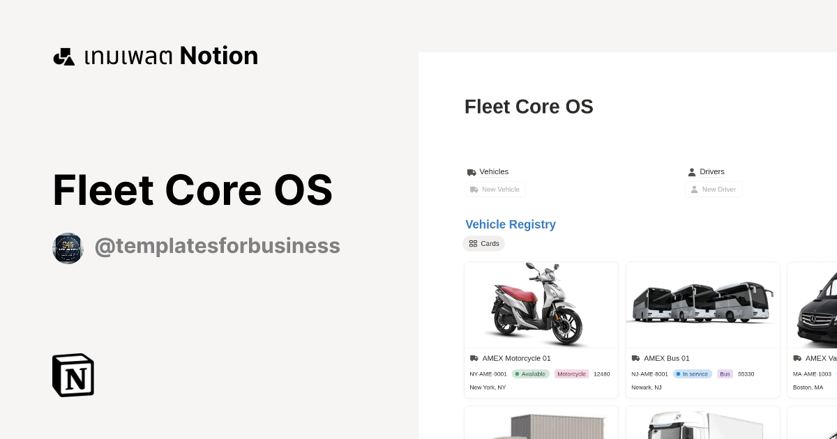 เทมเพลต Fleet Core OS | มาร์เก็ตเพลส Notion