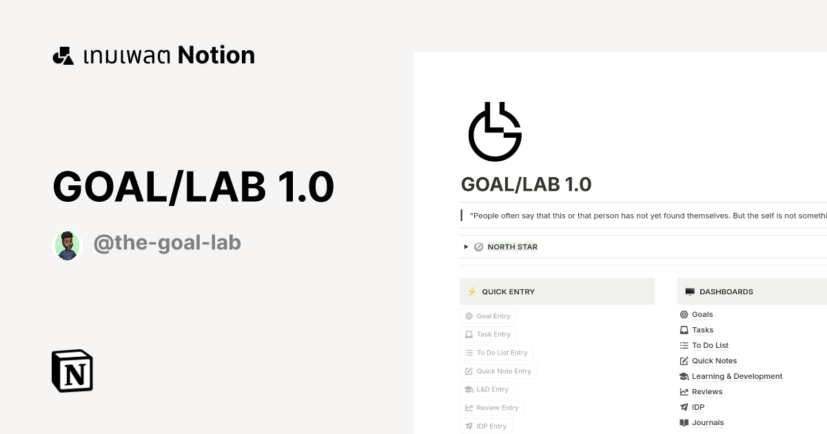 เทมเพลต GOAL/LAB 1.0 | มาร์เก็ตเพลส Notion