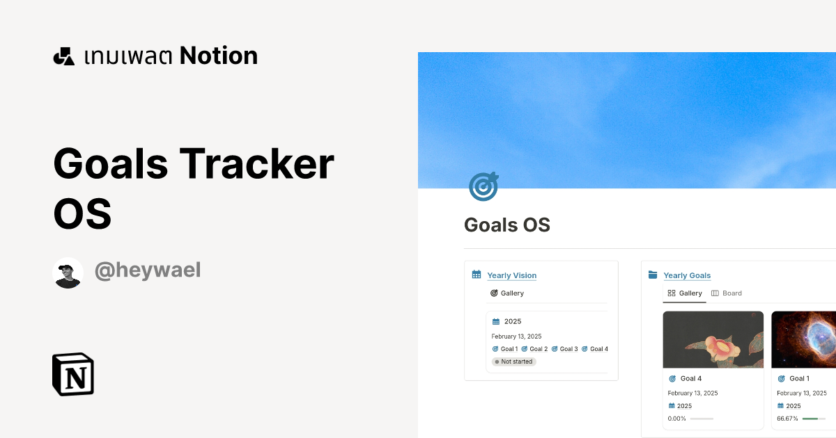 เทมเพลต Goals Tracker OS | มาร์เก็ตเพลส Notion