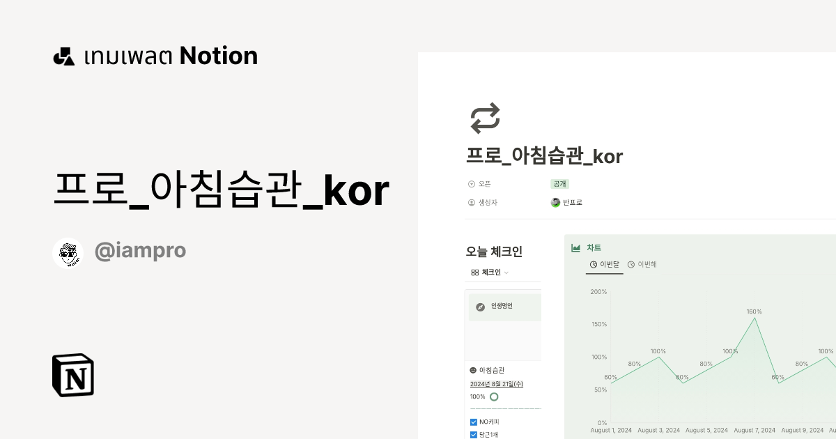 เทมเพลต 프로_아침습관_kor | มาร์เก็ตเพลส Notion