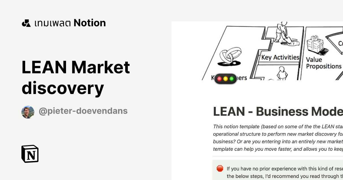 เทมเพลต LEAN Market discovery | มาร์เก็ตเพลส Notion