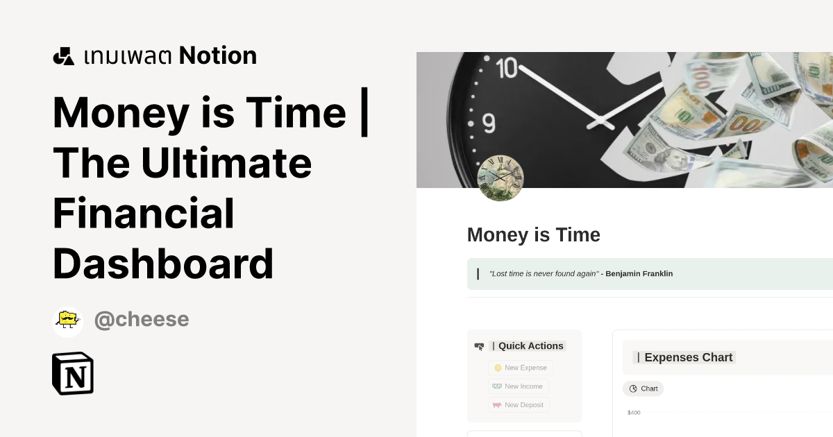 เทมเพลต Money is Time | The Ultimate Financial Dashboard | มาร์เก็ตเพลส ...