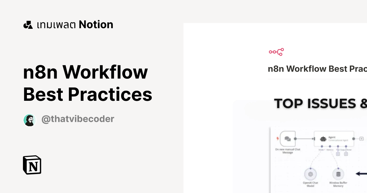 เทมเพลต n8n Workflow Best Practices โดย That Vibe Coder | มาร์เก็ตเพลส Notion