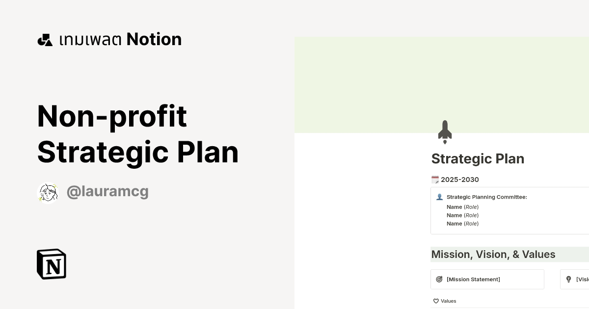 เทมเพลต Non-profit Strategic Plan โดย Laura McGuinn | มาร์เก็ตเพลส Notion