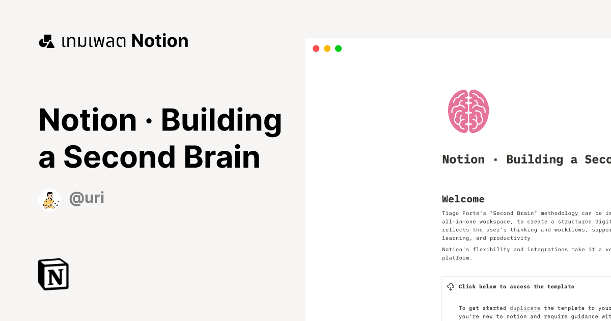 เทมเพลต Notion · Building a Second Brain | มาร์เก็ตเพลส Notion