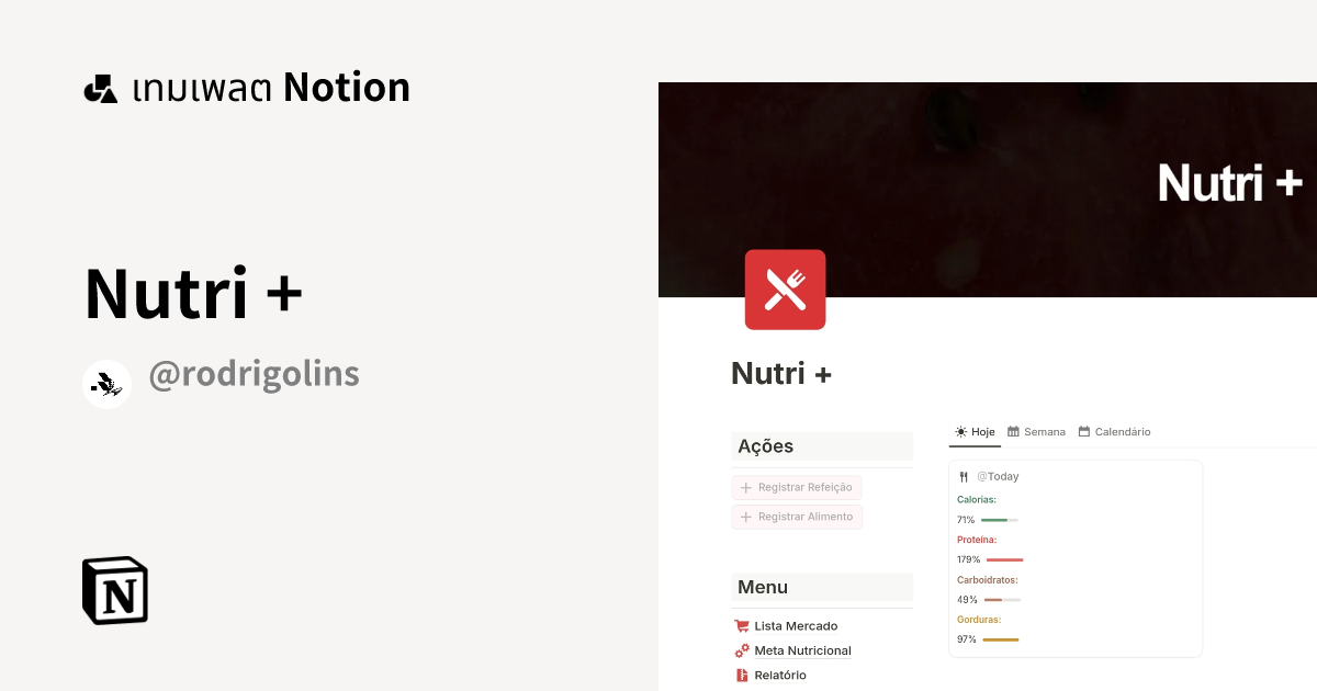 เทมเพลต Nutri + | มาร์เก็ตเพลส Notion