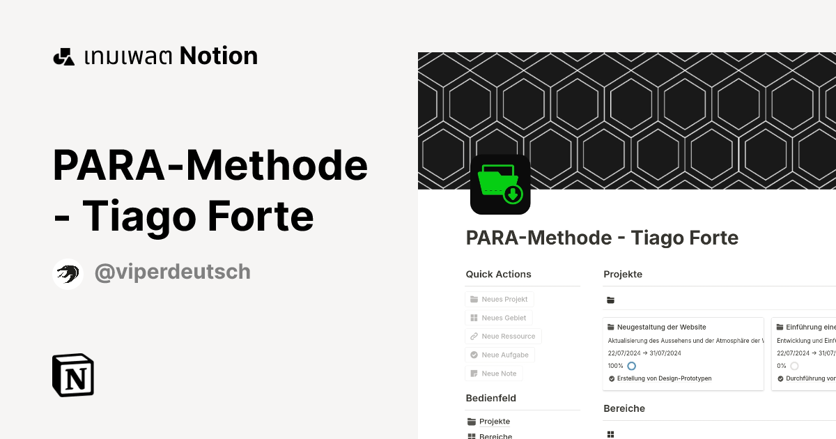 เทมเพลต PARA-Methode - Tiago Forte โดย Viper | มาร์เก็ตเพลส Notion