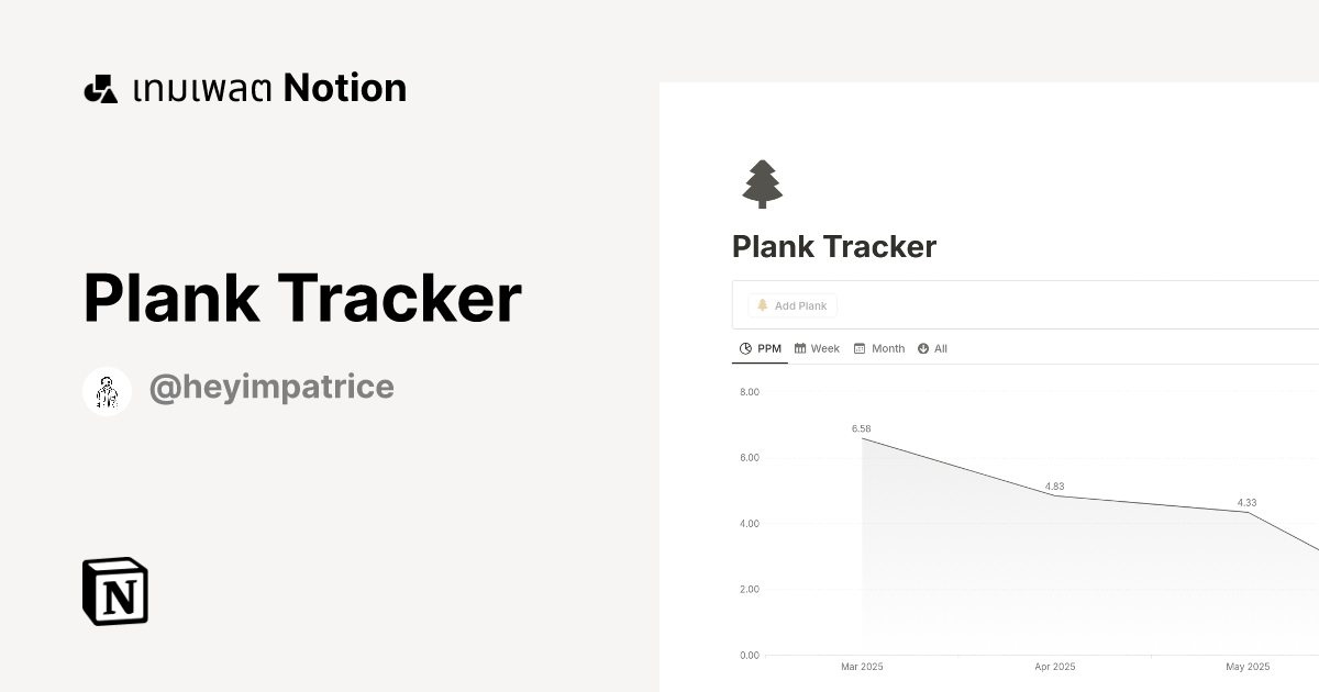 เทมเพลต Plank Tracker | มาร์เก็ตเพลส Notion