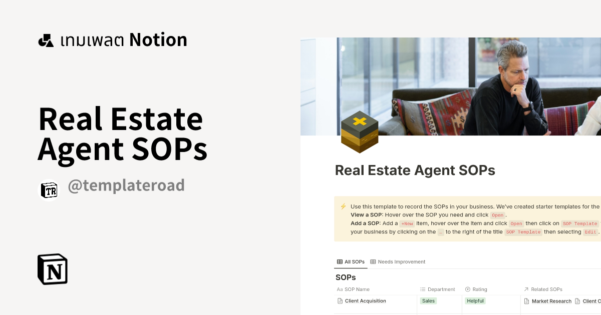 เทมเพลต Real Estate Agent SOPs | มาร์เก็ตเพลส Notion