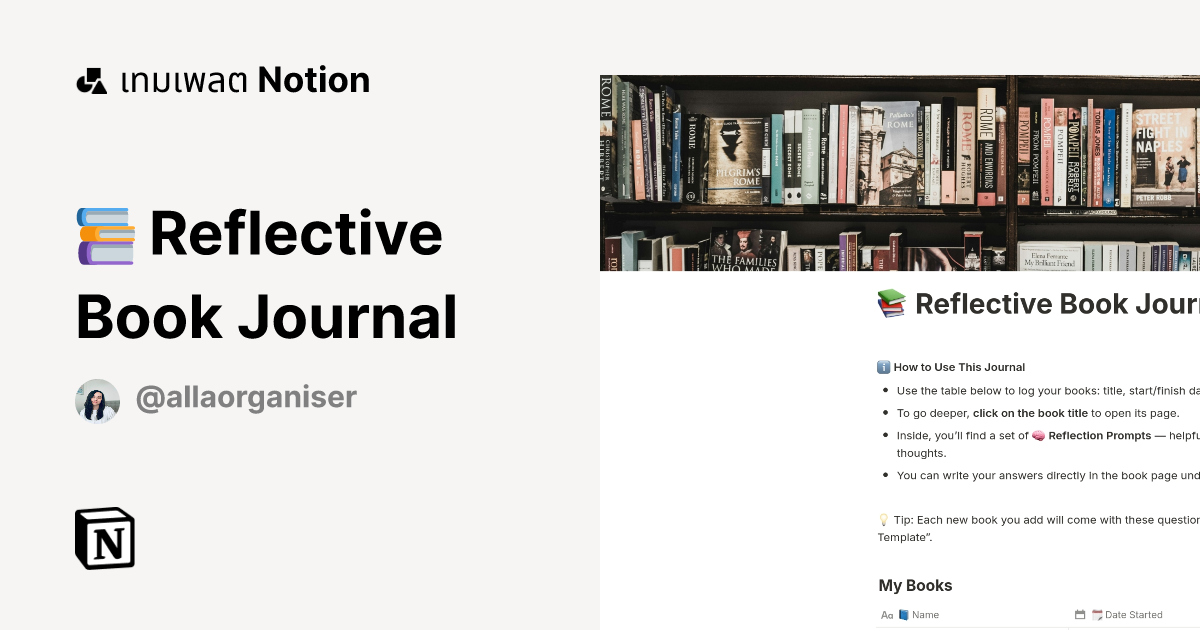 เทมเพลต 📚 Reflective Book Journal โดย Organise_your_mind | มาร์เก็ตเพลส ...