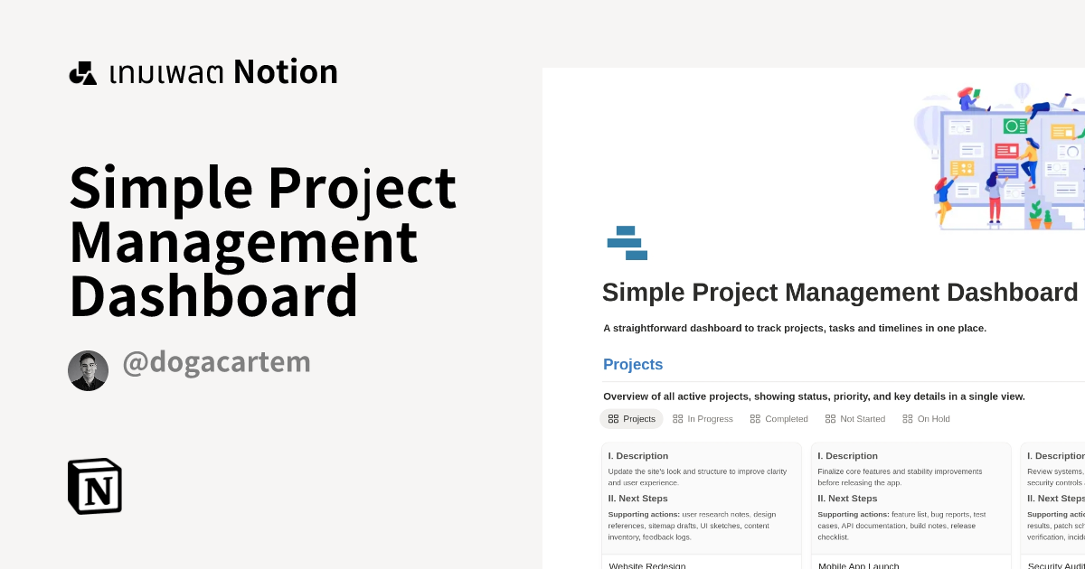 เทมเพลต Simple Project Management Dashboard โดย Doğaç Artem | มาร์เก็ต ...