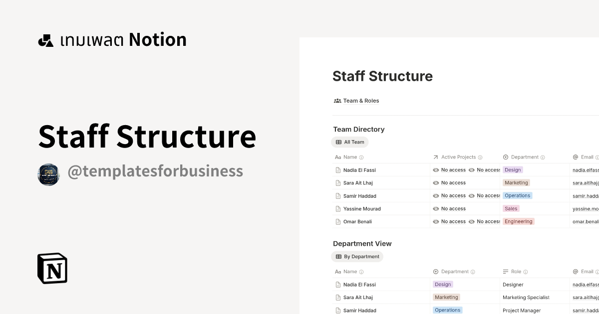 เทมเพลต Staff Structure | มาร์เก็ตเพลส Notion