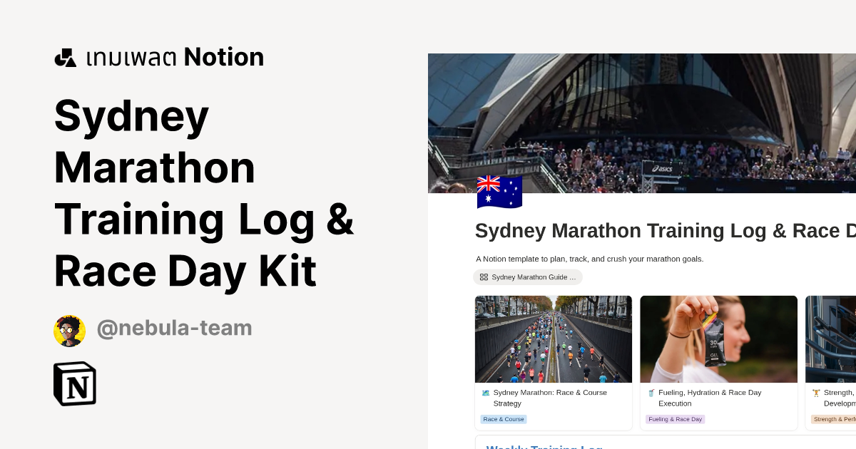 เทมเพลต Sydney Marathon Training Log & Race Day Kit โดย Nebula ...