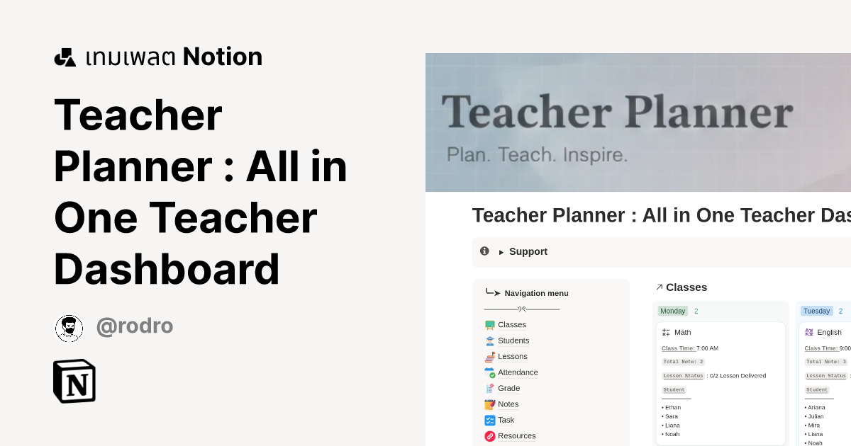 เทมเพลต Teacher Planner : All in One Teacher Dashboard โดย Rodro ...