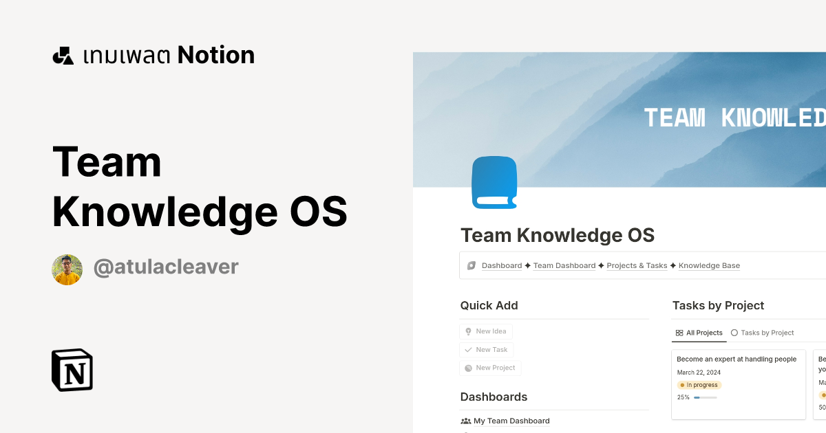 เทมเพลต Team Knowledge OS | มาร์เก็ตเพลส Notion