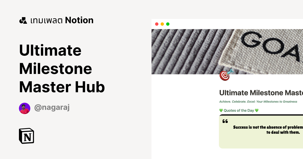 เทมเพลต Ultimate Milestone Master Hub โดย Nagaraj | มาร์เก็ตเพลส Notion