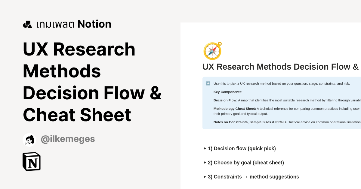 เทมเพลต UX Research Methods Decision Flow & Cheat Sheet | มาร์เก็ตเพลส ...