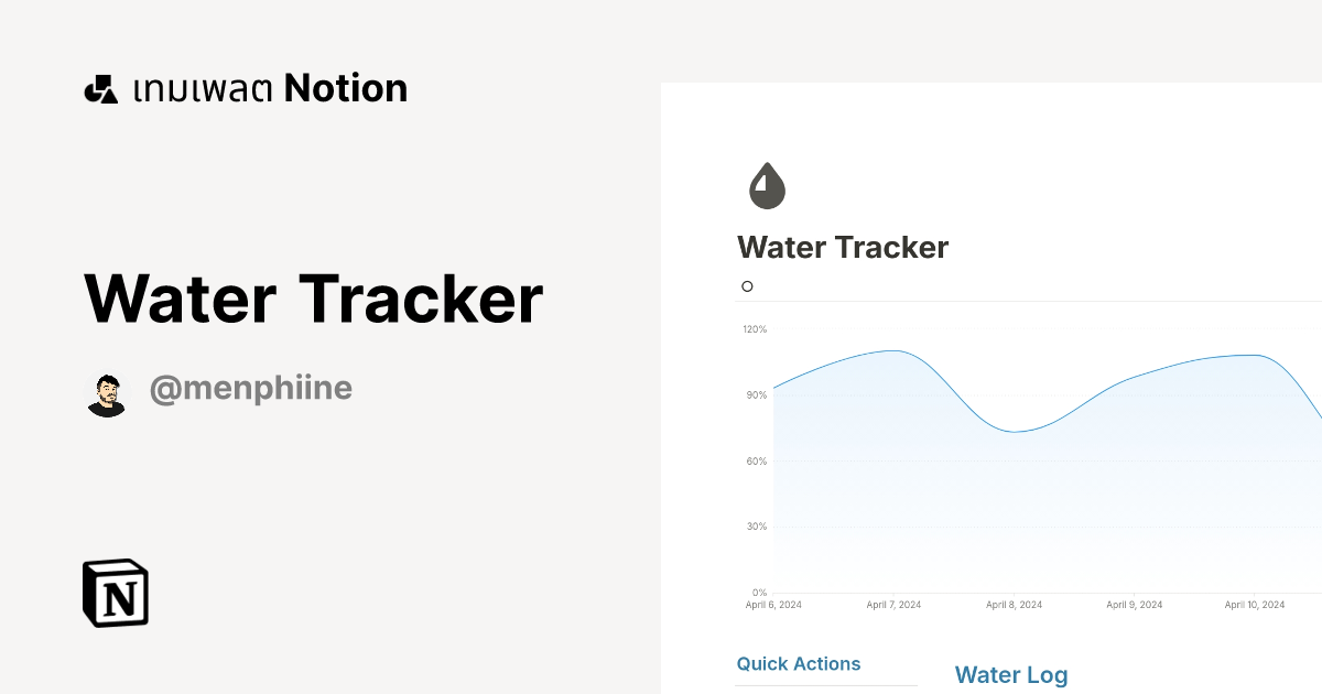 เทมเพลต Water Tracker | มาร์เก็ตเพลส Notion