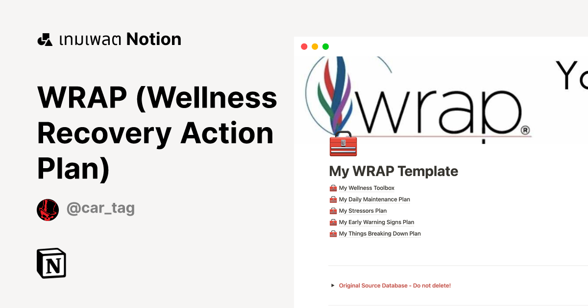 เทมเพลต WRAP (Wellness Recovery Action Plan) โดย car_tag | มาร์เก็ตเพลส ...