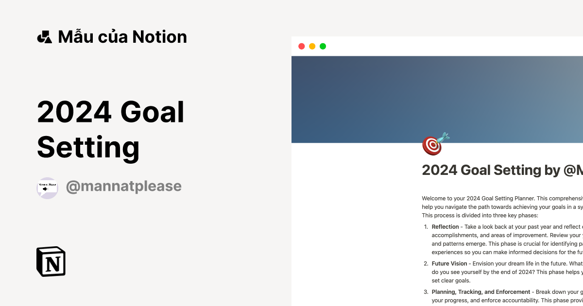 Mẫu 2024 Goal Setting | Thị trường Notion