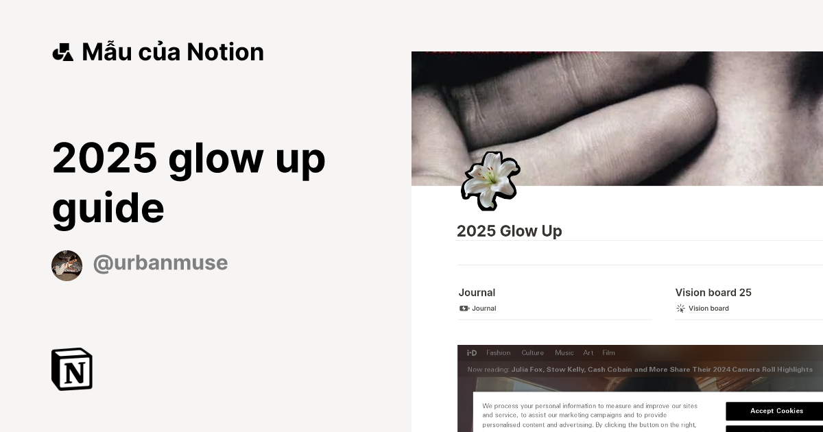 Mẫu 2025 glow up guide | Thị trường Notion