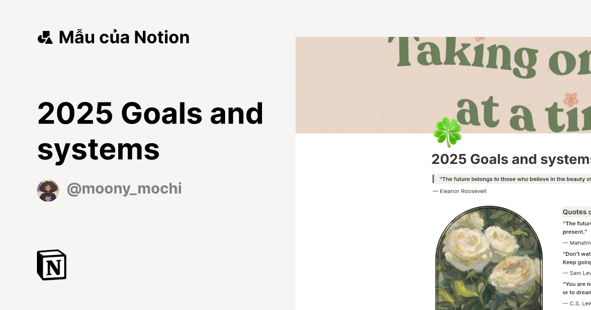 2025 Goals and systems Mẫu do Moony🌙 tạo | Thị trường Notion