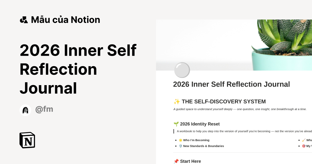 2026 Inner Self Reflection Journal Mẫu do FM tạo | Thị trường Notion