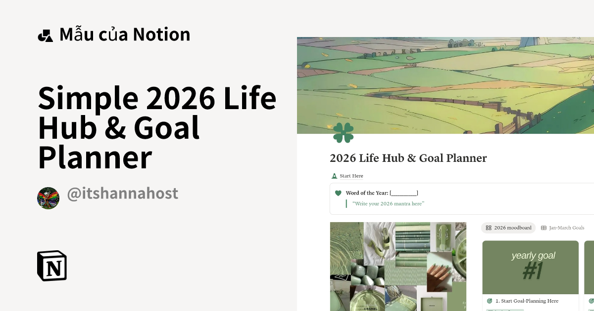 Simple 2026 Life Hub & Goal Planner Mẫu do Hannah Ost tạo | Thị trường ...