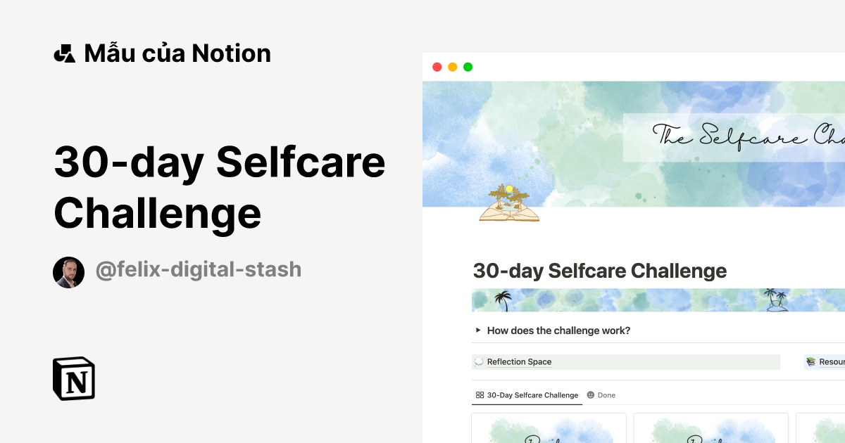 30-day Selfcare Challenge Mẫu do Felix' Digital Stash tạo | Thị trường ...