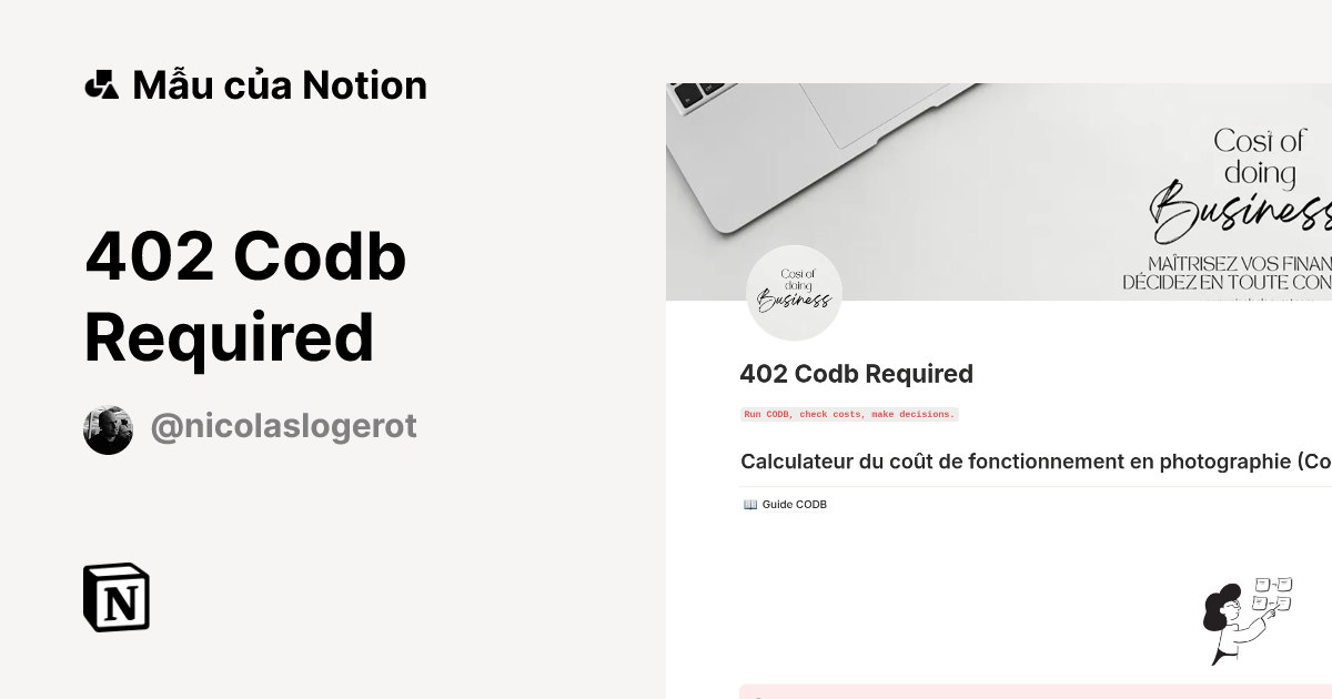 Mẫu 402 Codb Required | Thị trường Notion