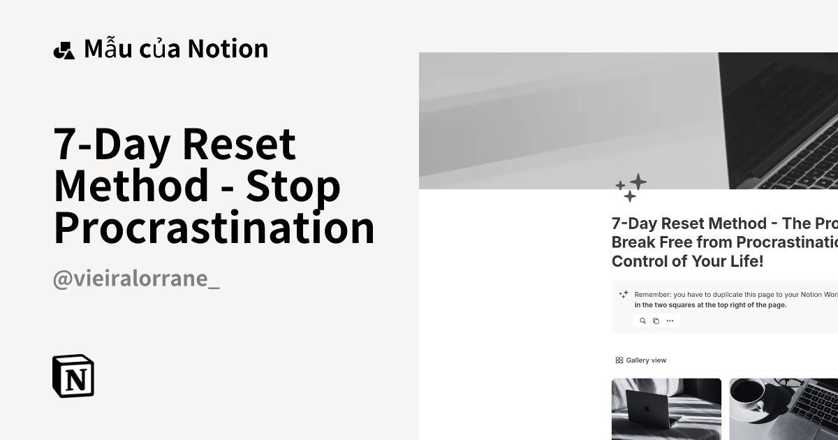 7 Day Reset Method Stop Procrastination Máº U Do Lorrane Vieira Táº O