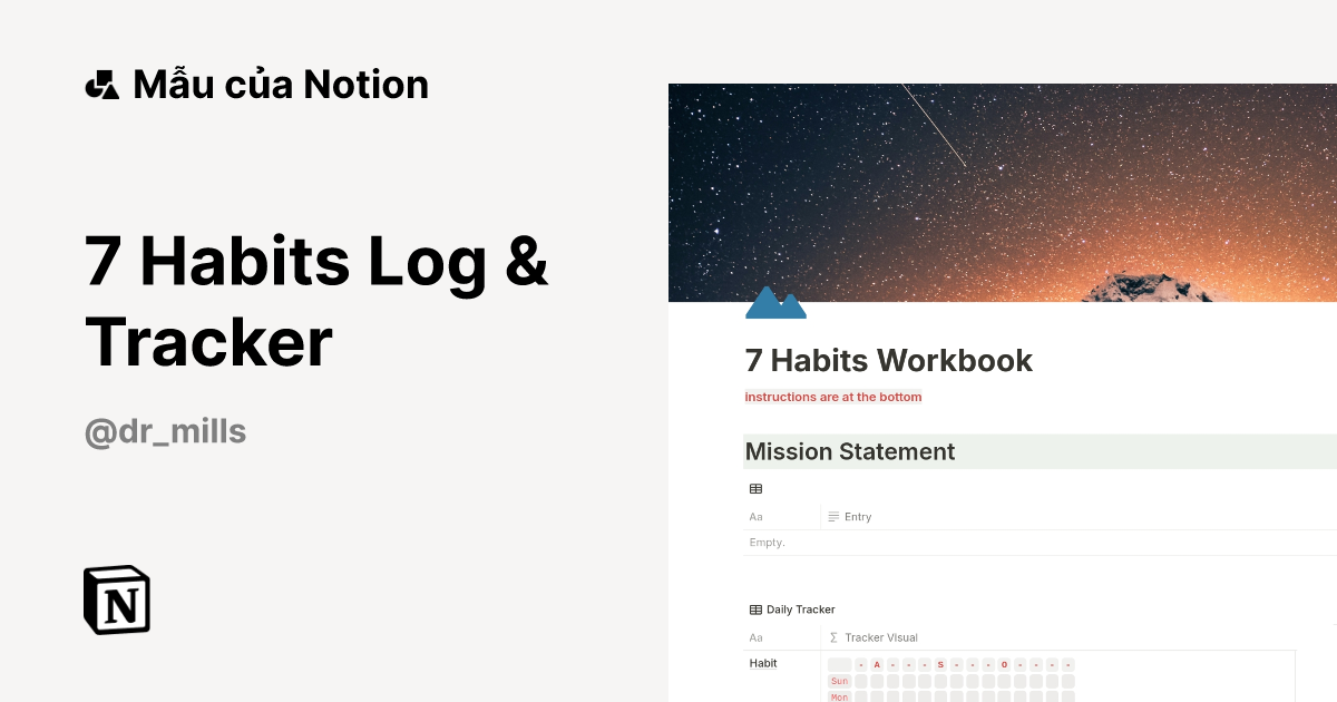 7 Habits Log & Tracker Mẫu do Dr-Mills tạo | Thị trường Notion