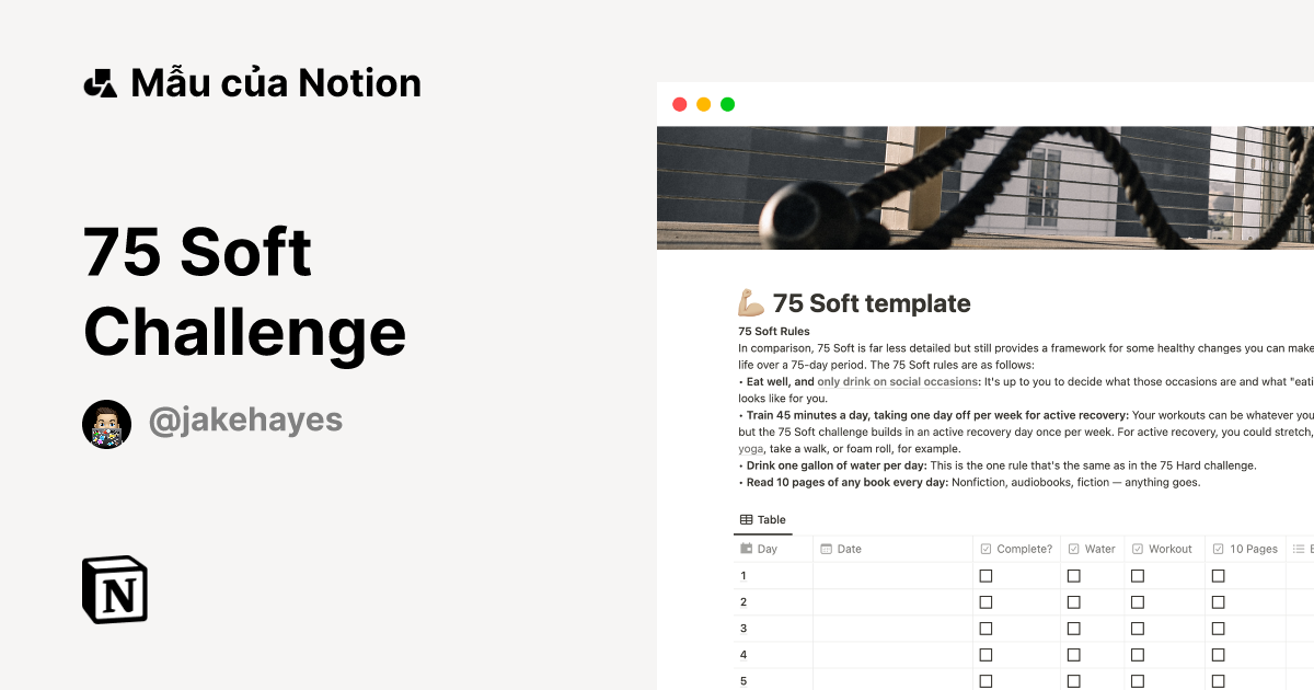 Mẫu 75 Soft Challenge | Thị trường Notion