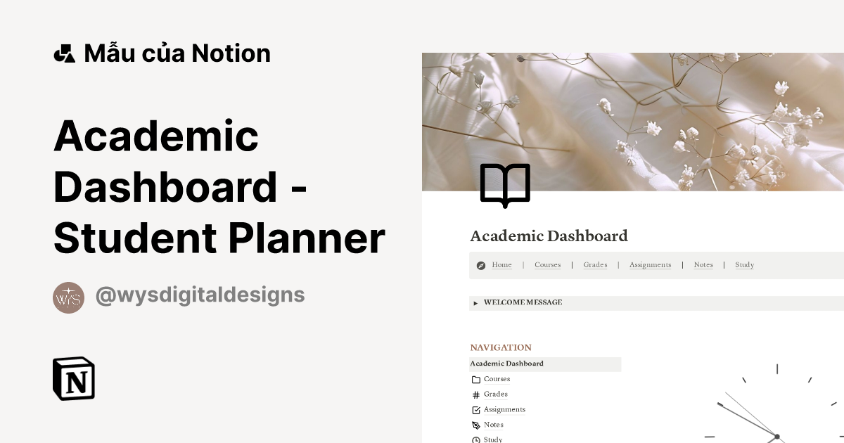 Mẫu Academic Dashboard - Student Planner | Thị trường Notion