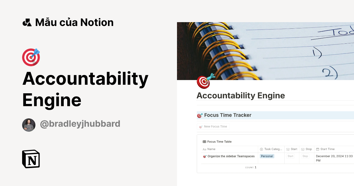 Mẫu 🎯 Accountability Engine | Thị trường Notion