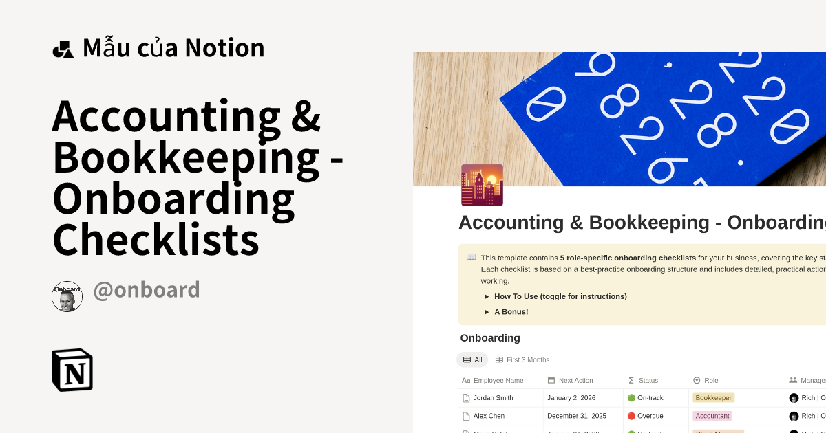 Accounting & Bookkeeping - Onboarding Checklists Mẫu do Onboarding ...