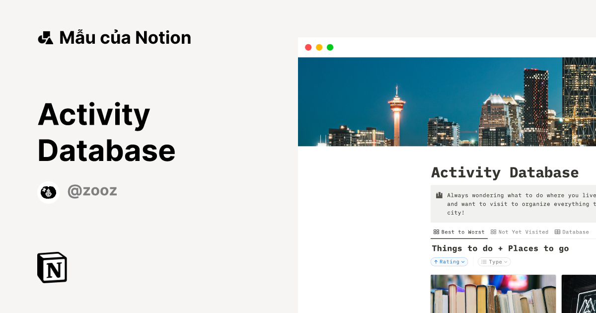 Mẫu Activity Database | Thị trường Notion