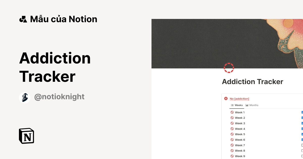 Addiction Tracker Mẫu do notio.Knight tạo | Thị trường Notion