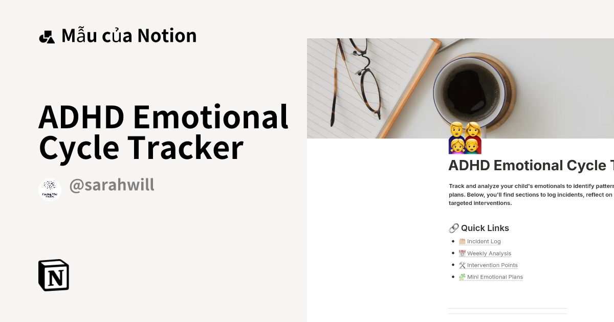 ADHD Emotional Cycle Tracker Mẫu do ADHD Care Intl tạo | Thị trường Notion