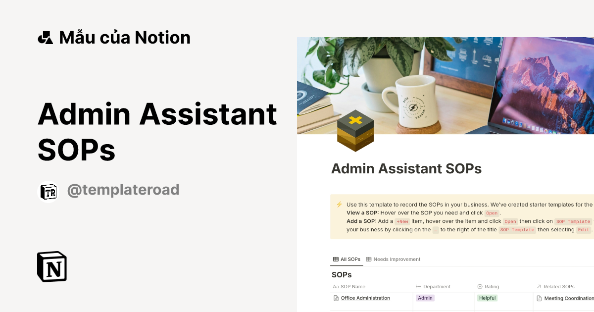 Mẫu Admin Assistant SOPs | Thị trường Notion