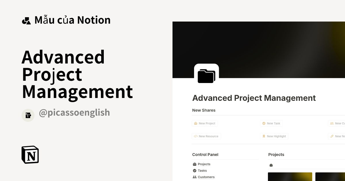 Advanced Project Management Mẫu do Picasso tạo | Thị trường Notion