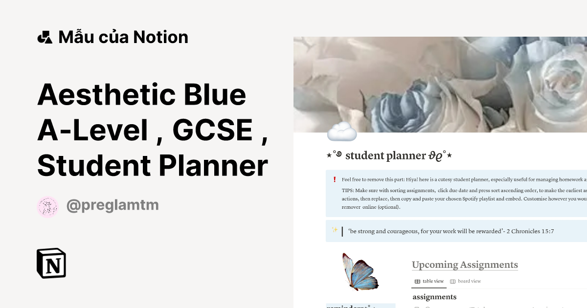 Aesthetic Blue A-Level , GCSE , Student Planner Mẫu do studywithp tạo ...