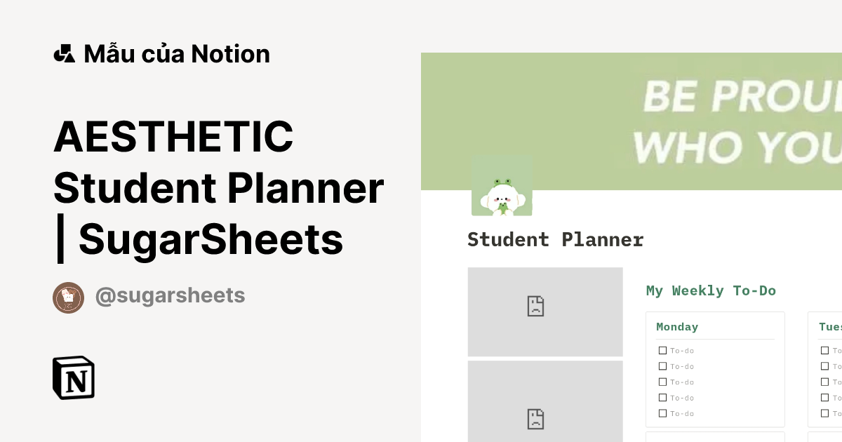 Mẫu AESTHETIC Student Planner | SugarSheets | Thị trường Notion