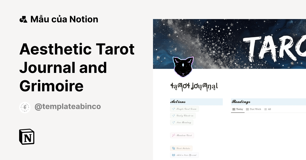 Mẫu Aesthetic Tarot Journal and Grimoire | Thị trường Notion